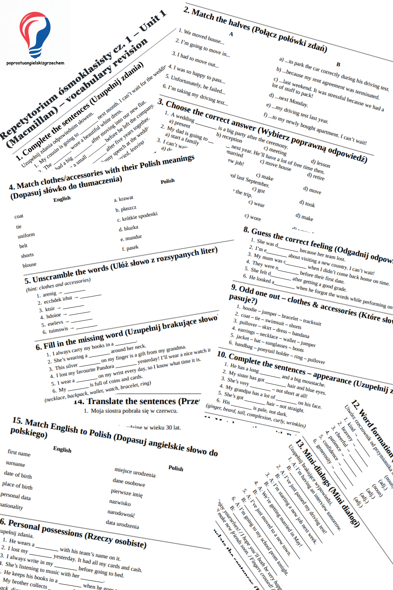 Repetytorium E8 cz. 1 - Unit 1 (Macmillan) - vocabulary revision